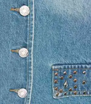 Sandro Embellished Denim Waistcoat - Blue