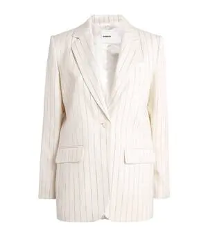 Sandro Striped Sequin Embellished Blazer - Beige