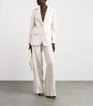 Sandro Striped Sequin Embellished Blazer - Beige
