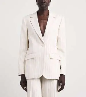 Sandro Striped Sequin Embellished Blazer - Beige