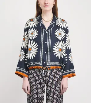 Sandro Floral Print Silk Shirt