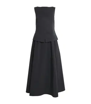 Theory Poplin Boat-neck Midi Dress