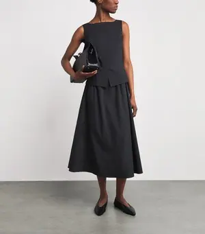 Theory Poplin Boat-neck Midi Dress