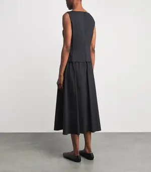 Theory Poplin Boat-neck Midi Dress