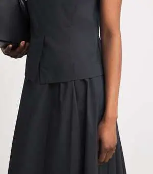 Theory Poplin Boat-neck Midi Dress