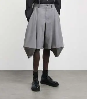 Comme Des Garçons Wool-blend Pleated Chino Shorts