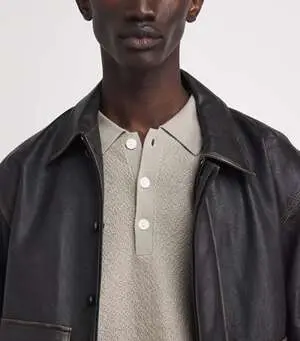 FRAME Wool Textured Polo Sweater