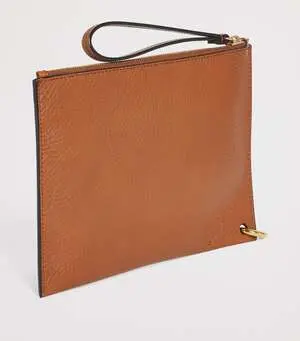 Chloé Leather Spin Zipped Pouch - Brown