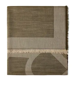 Marina Rinaldi Wool-cashmere-blend Monogram Scarf - White