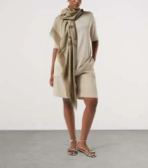 Marina Rinaldi Wool-cashmere-blend Monogram Scarf
