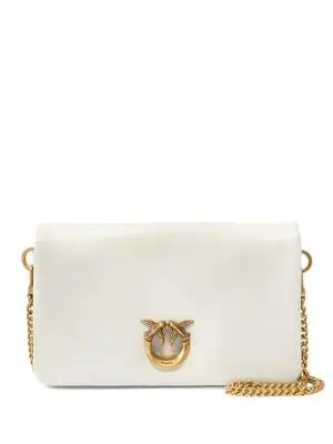 Pinko Love Bag Click Soft Horizontal Mini Crossbody Clutch In Leather - White