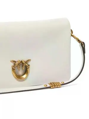 Pinko Love Bag Click Soft Horizontal Mini Crossbody Clutch In Leather - White