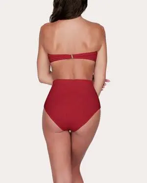 GIRLSMUSTHAVE Jacquard Bow Bandeau Bikini Top