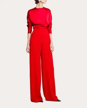 SEV Crepe High-rise Wide-leg Pants