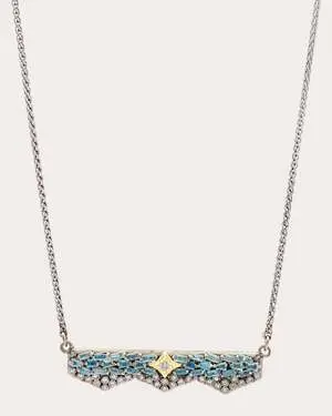 Armenta Aquamarine & Diamond Crivelli Bar Necklace - Blue