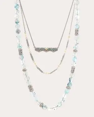 Armenta Aquamarine & Diamond Crivelli Bar Necklace - Blue