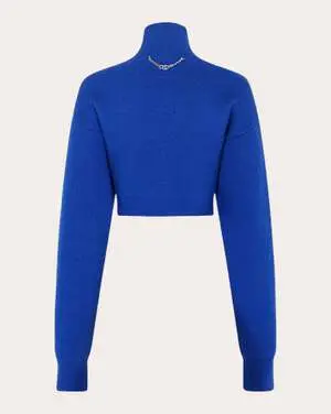 Rabanne Chain-embellished Cropped Brushed-wool Sweater