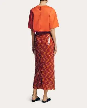 SEV Sequin Paillette Embellished Midi Skirt