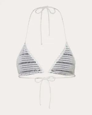 VERDELIMON Moa Geometric Mesh Triangle Bikini Top - White