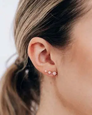 Anzie Diamond Aztec Michelle North Star Trio Stud Earrings