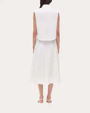 Simkhai Winslow Poplin Cropped Sleeveless Shirt - White