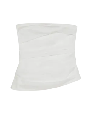 Simkhai Emerson Poplin Ruched Bustier Top - White