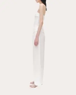 Simkhai Emerson Poplin Ruched Bustier Top - White
