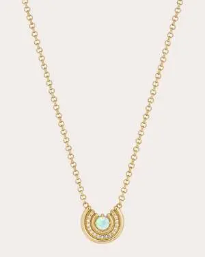 PARKFORD Opal & Diamond Revival Row Pendant Necklace - White