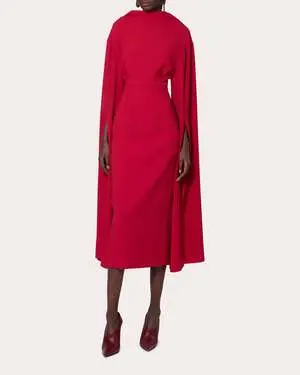 ROKSANDA Nour Crepe Cape-sleeve Midi Dress