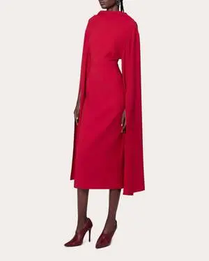 ROKSANDA Nour Crepe Cape-sleeve Midi Dress