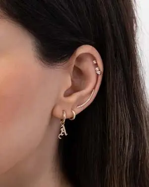 ZOE LEV Diamond And 14k Curved Ear Climber
