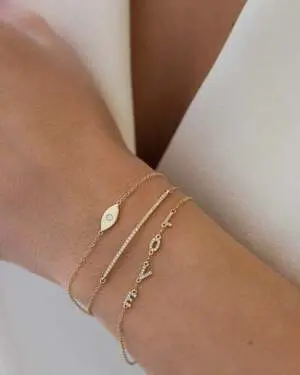 ZOE LEV Diamond And 14k Evil Eye Charm Bracelet