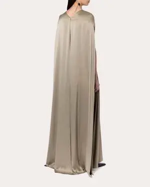ROKSANDA Fyeris Silk Cape Maxi Dress - Silver