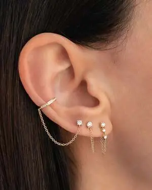 ZOE LEV Diamond And 14k Chain Stud Earrings