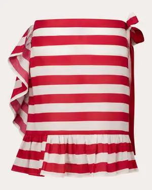 GIRLSMUSTHAVE Gigi Stripe Cotton Ruffle Wrap Mini Skirt