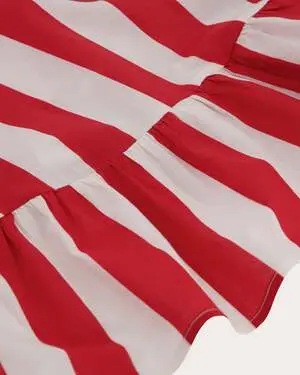 GIRLSMUSTHAVE Marla Stripe Cotton Ruffle Midi Wrap Skirt
