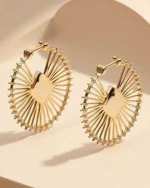 RUVEIL Diamond And 14k Hoop Earrings
