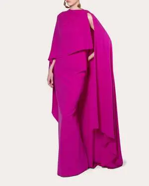 ROKSANDA Demetria Crepe Draped Cape Gown - Pink