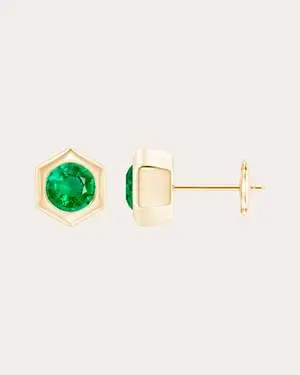 Natori Emerald & 14k Gold Hexagon Stud Earrings - Multicolor