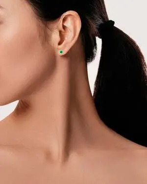 Natori Emerald & 14k Gold Hexagon Stud Earrings