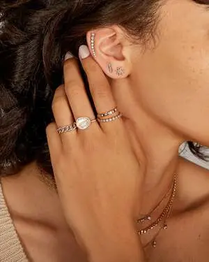 ZOE LEV Diamond And 14k Bar Stud Earrings
