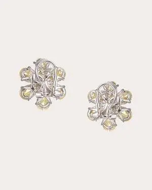 ANABELA CHAN White And Canary Diamond Marguerite Daisy Stud Earrings