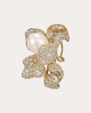 ANABELA CHAN Diamond And Pearl Blossom Stud Earrings - Gold
