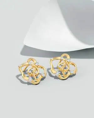 Natori Diamond And 14k Sakura Stud Earrings