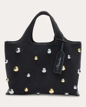 3.1 Phillip Lim Mini Studded Denim Market Tote - Black