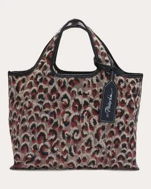 3.1 Phillip Lim Mini Embroidered Leopard Mesh Market Tote