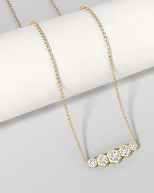Natori Diamond And 14k Indochine Bamboo Bar Necklace