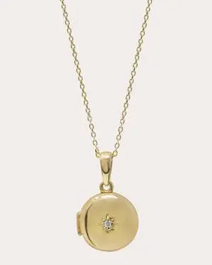 Anzie Diamond And 14k Aztec Mini Locket Necklace - Gold