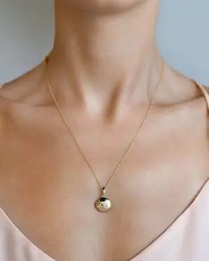 Anzie Diamond And 14k Aztec Mini Locket Necklace