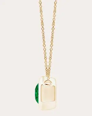Natori Emerald And 14k Hexagon Pendant Necklace